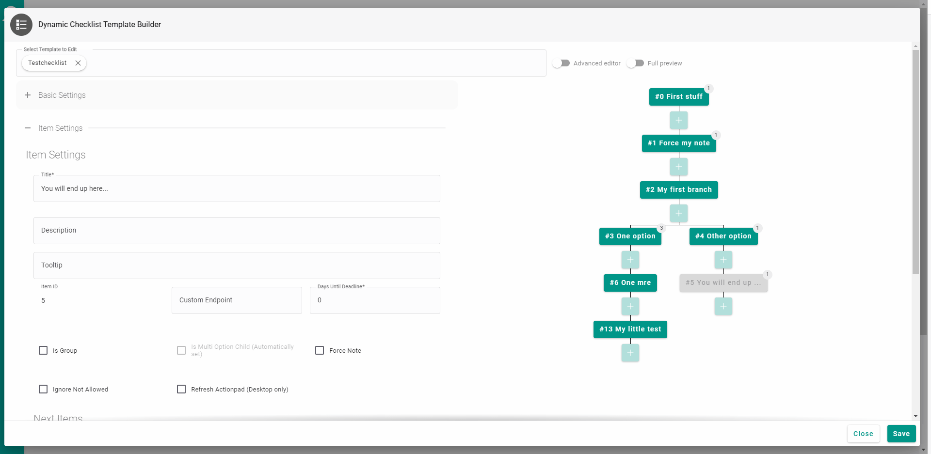 Overview Dynamic Checklist